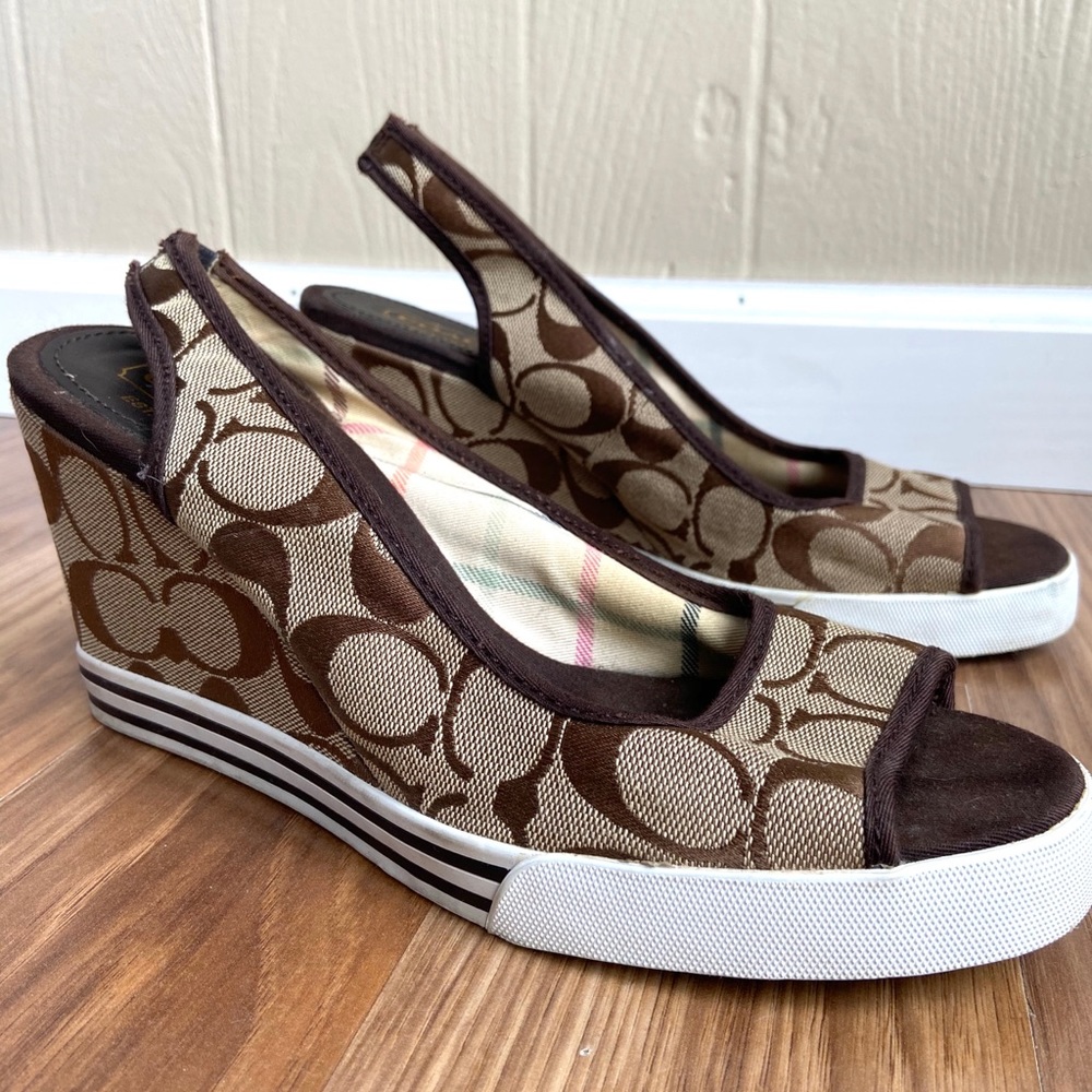 Coach Signature Logo Sydney Slingback Wedges - Gem